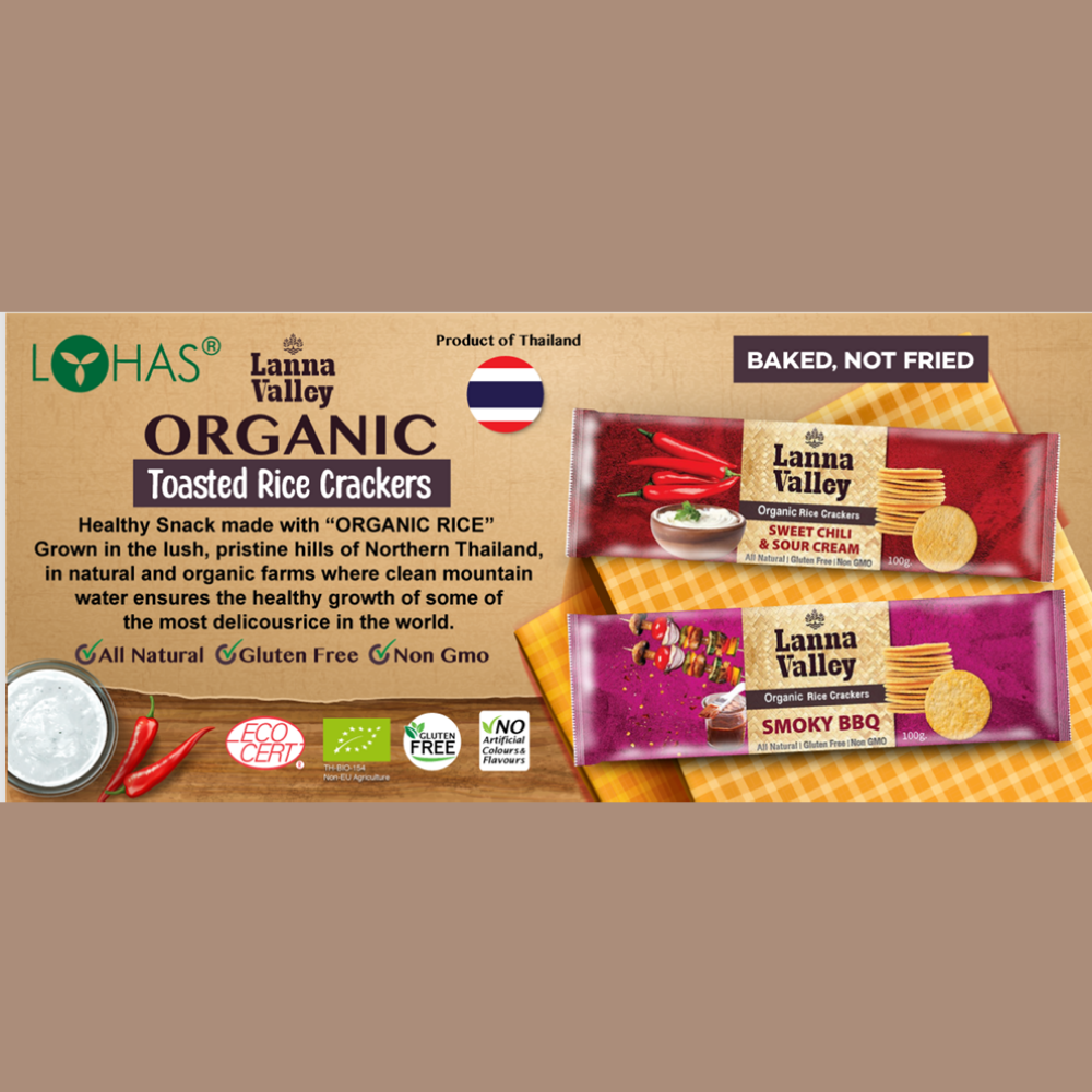 ORGANIC RICE CRACKER SWEET CHILI&SOUR CREAM 100GM