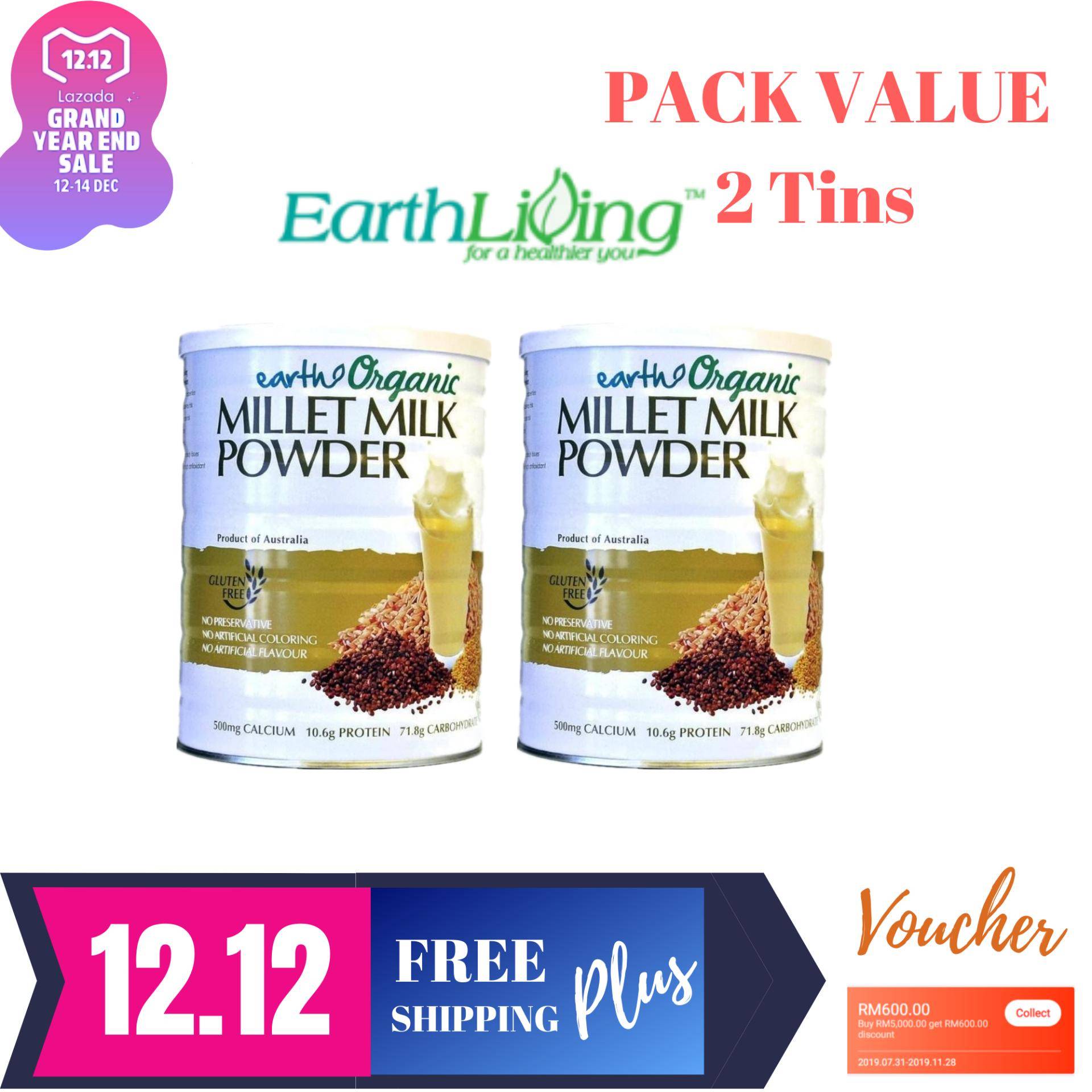 EARTH LIVING ORGANIC MILLET MILK POWDER 2 x 900G
