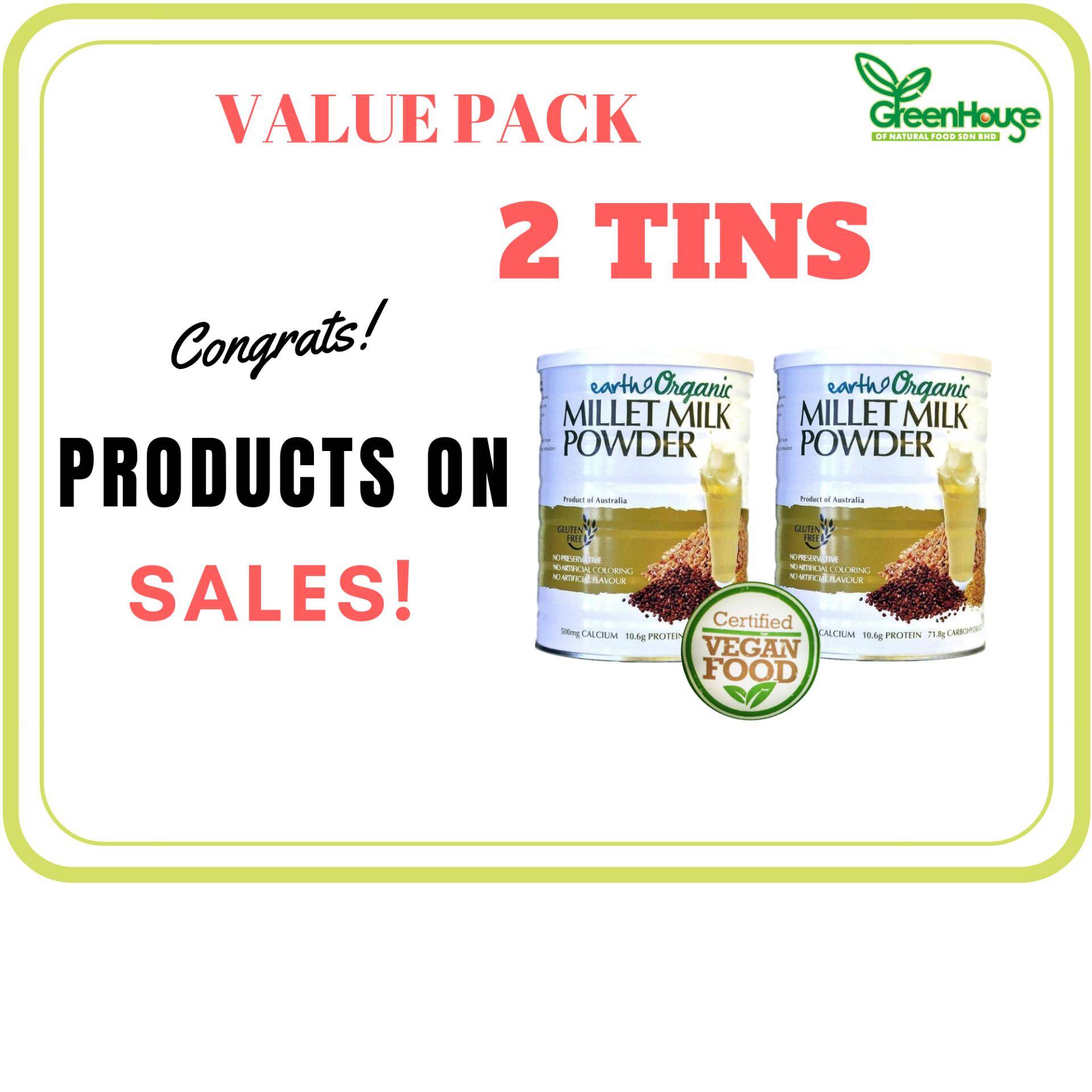 EARTH LIVING ORGANIC MILLET MILK POWDER 2 x 900G