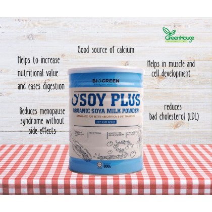 BIOGREEN O'SOY ORGANIC SOYA MILK POWDER (L.S) 800G