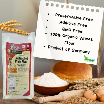 Health Paradise Organic Unbleached Plain Flour (High Protein)有机无漂白高筋面粉 1 KG