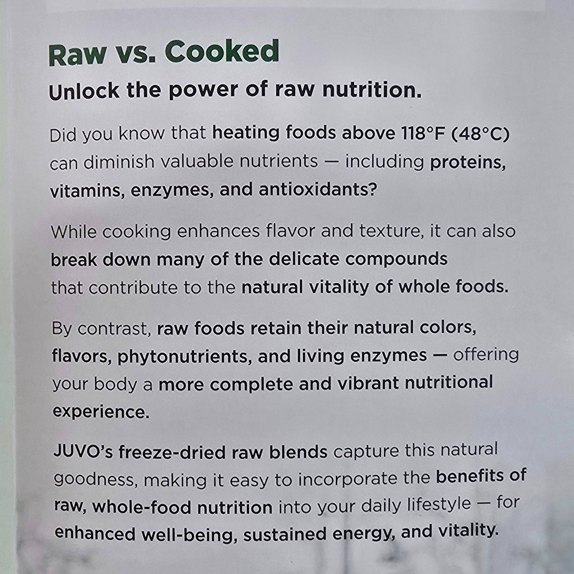 Organic Raw Meal JUVO Natural Raw Meal Whole Food 600G