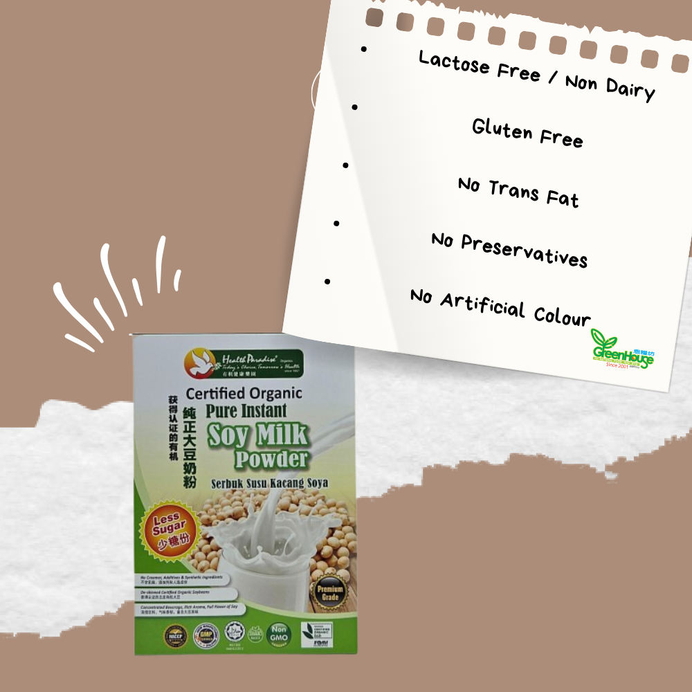 Health Paradise Organic Soy Milk Powder 500GM (Less Sugar)